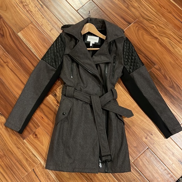 BCBG | Jackets & Coats | Bcbg Grey Tweed Jacket With Zip Details And ...